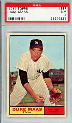 1961 Topps Duke Maas baseball card, PSA graded NM 7, #387 in the set ...