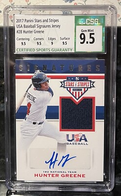 2017 Stars And Stripes Hunter Greene Signatures Jersey Autograph CSG 9. ...