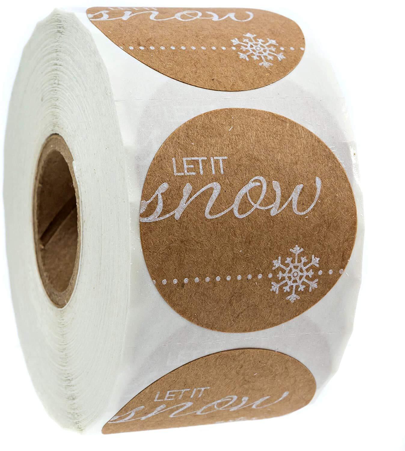 Let It Snow Holiday Stickers / 500 Brown Kraft Winter Snowflake Labels ...