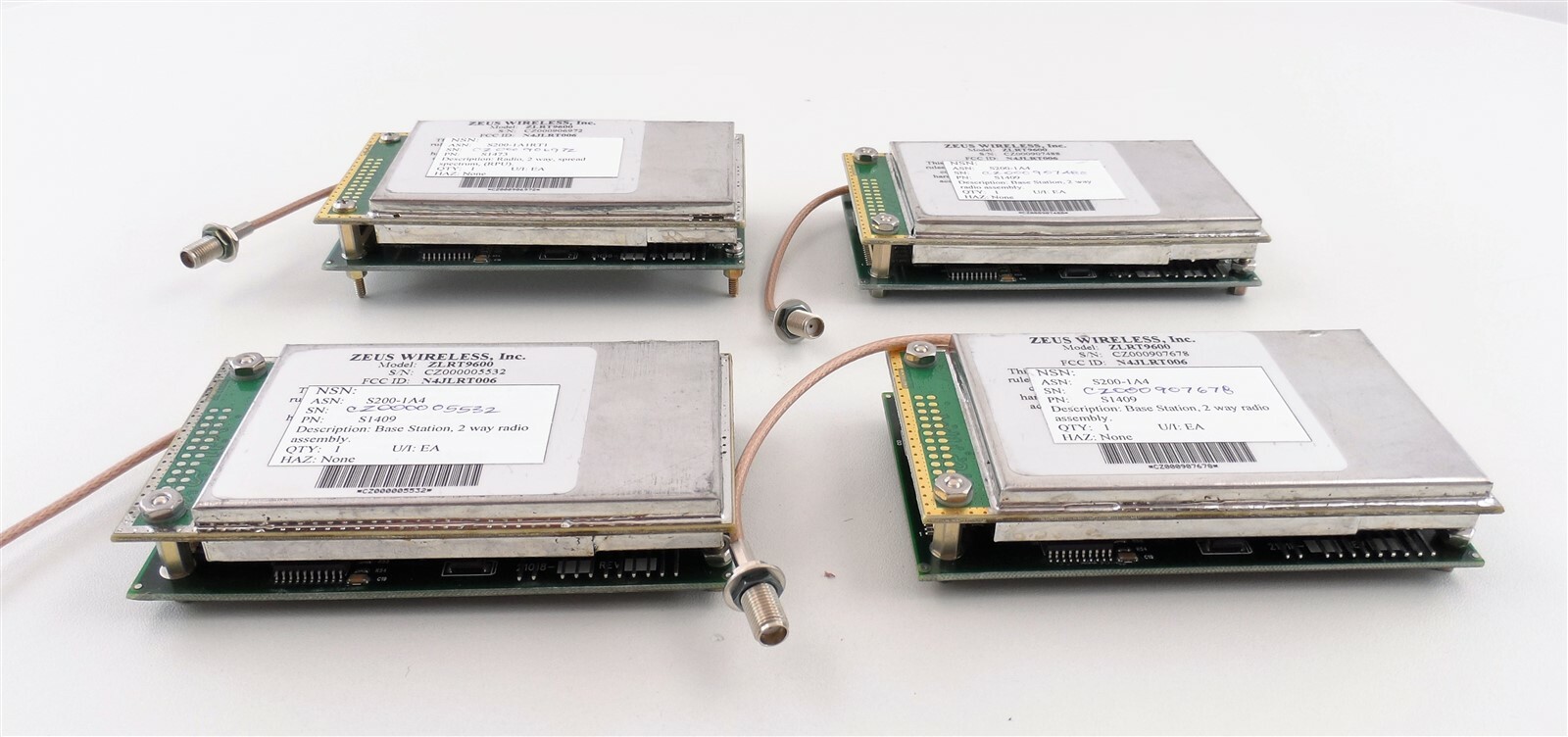 Lot of 4 Zeus Wireless ZLRT9600 Serial Radio Modems for Parts or Repair ...