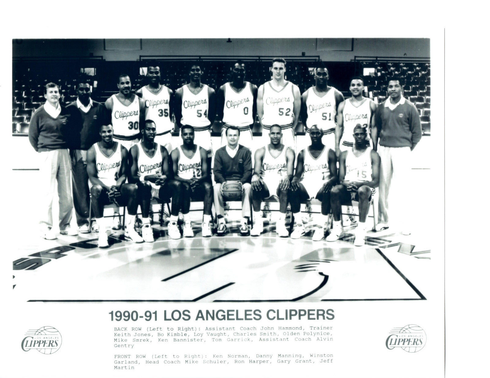1990 1991 LOS ANGELES CLIPPERS TEAM PHOTO BASKETBALL BO KIMBLE HARPER ...