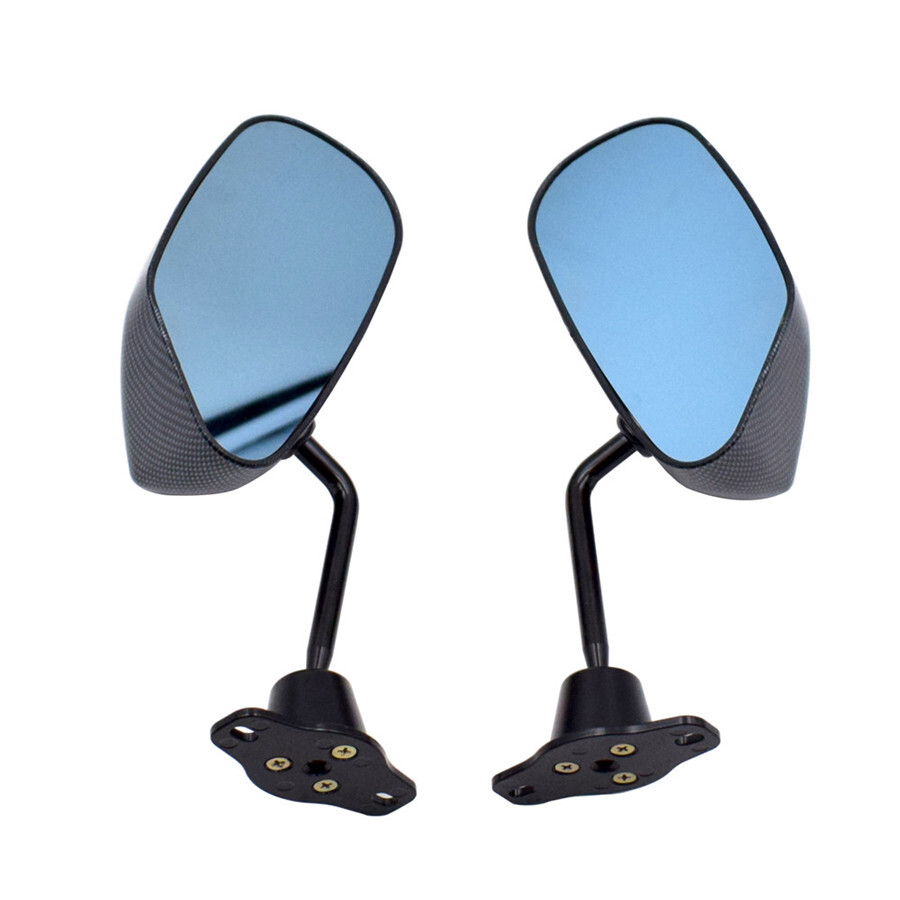 Pair F1 Style Carbon Fiber racing side mirror wide angle lens Manual ...