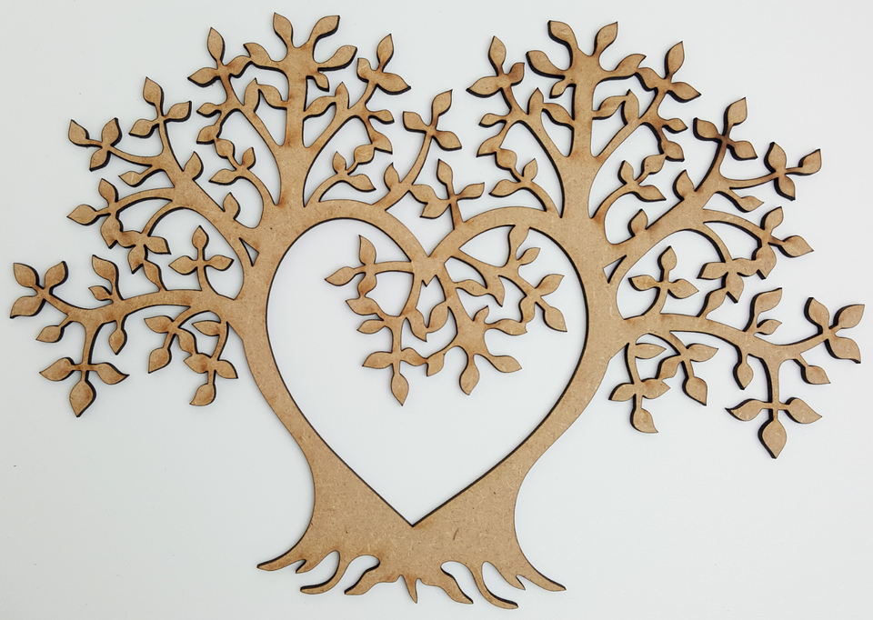 Wooden MDF Heart Tree of Life Tag Shape Embellishment Decoration Craft ...