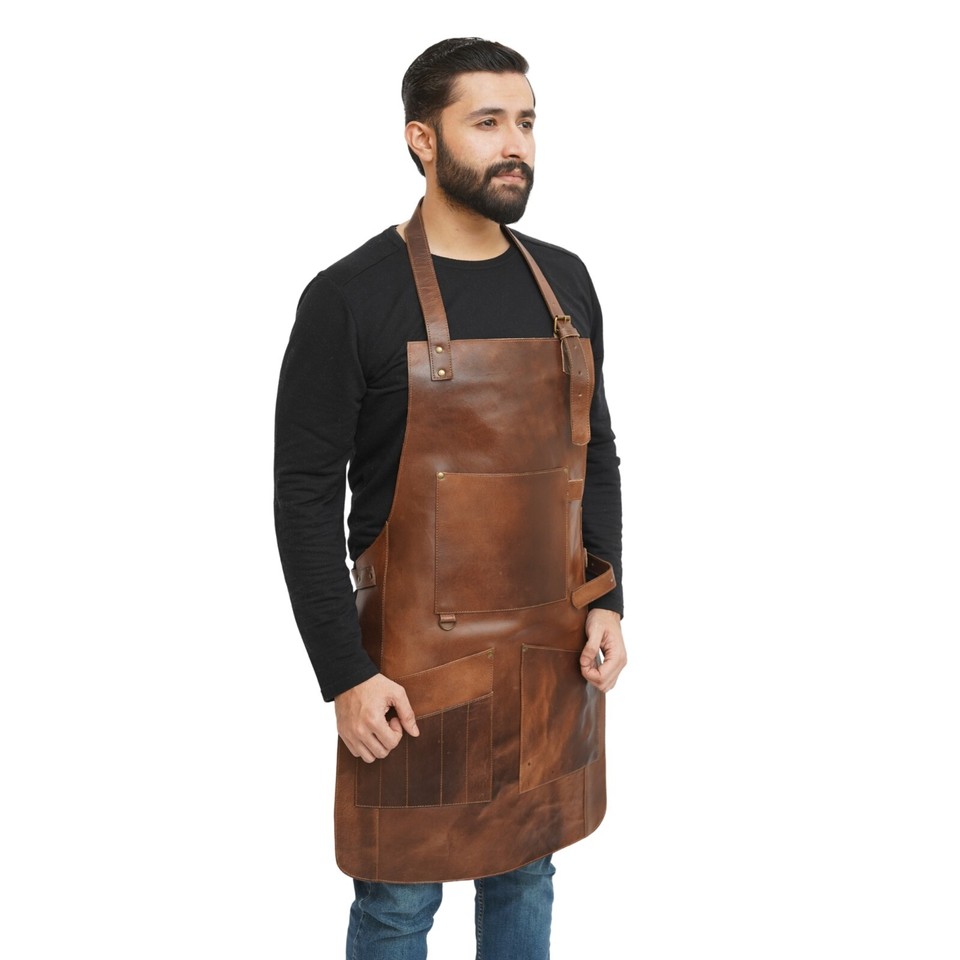 Heavy Duty Leather Tool Apron for Men & Women Chef BBQ Cooking Butchers ...