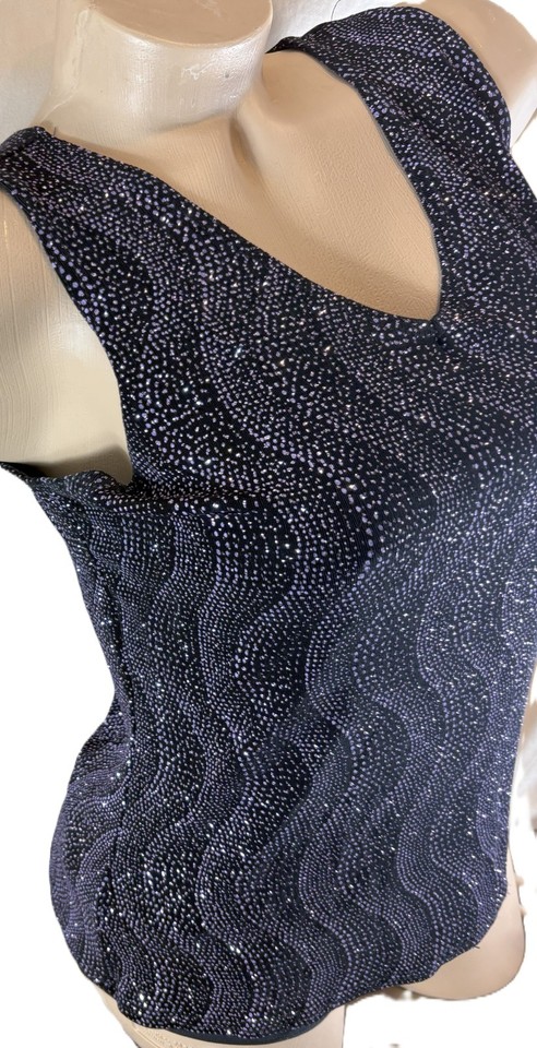 Vtg Onyx Nite Pink/Purple Black Sequin Glitter Women's Tank Top Large ...