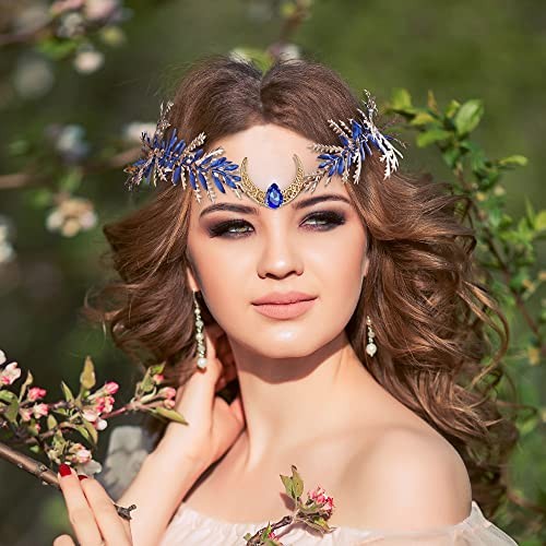 Woodland Flower Elf Crown - Forest Fairy Headpiece Moon Floral Gold ...