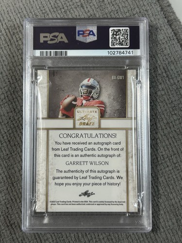 2022 Leaf Ultimate Draft Football Garrett Wilson Autograph #GW1 PSA 9 ...