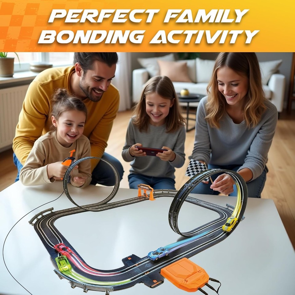 Slot Car Race Track Set Electric Powered Race Track Dual Racing Car ...