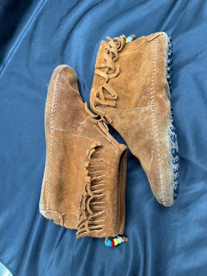 Vintage Minnetonka Moccasins Ankle Boot w/Back Zipper Brown Suede Size ...