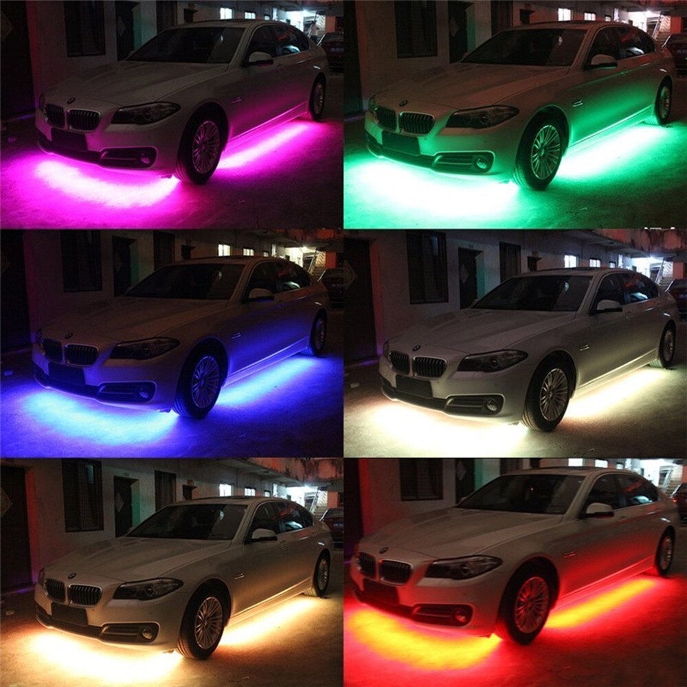 4X RGB LED Under Car Tube Strip Underglow Body Neon Light Kit Decor APP ...