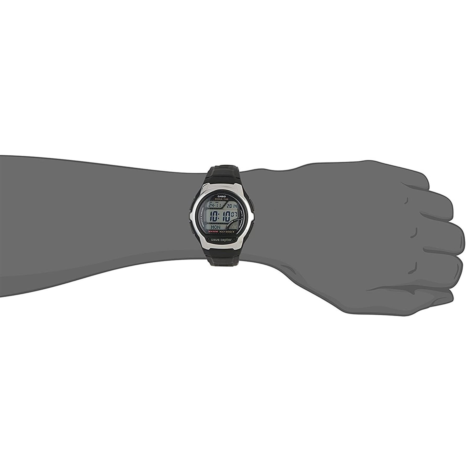 Casio Wave Ceptor Radio Controlled Digital Watch with Resin Strap│Black ...