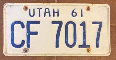 Utah 1961 License Plate # CF 7017 | eBay