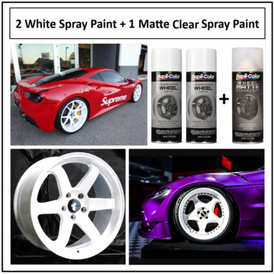 Matte White Wheels Spray Paint Plastic Rim Steel Aluminum Alloy + Clear ...