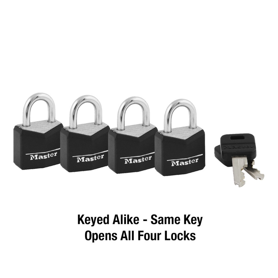 Master Lock Keyed Padlocks 4pk- 121Q, Covered Solid Body 3/4" Wide Keyed Alike! 7445050677674| eBay