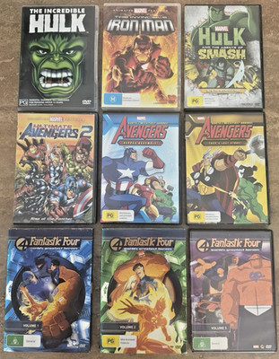 Marvel Animated DVD Bundle x9 | Avengers Hulk Iron Man Fantastic Four ...