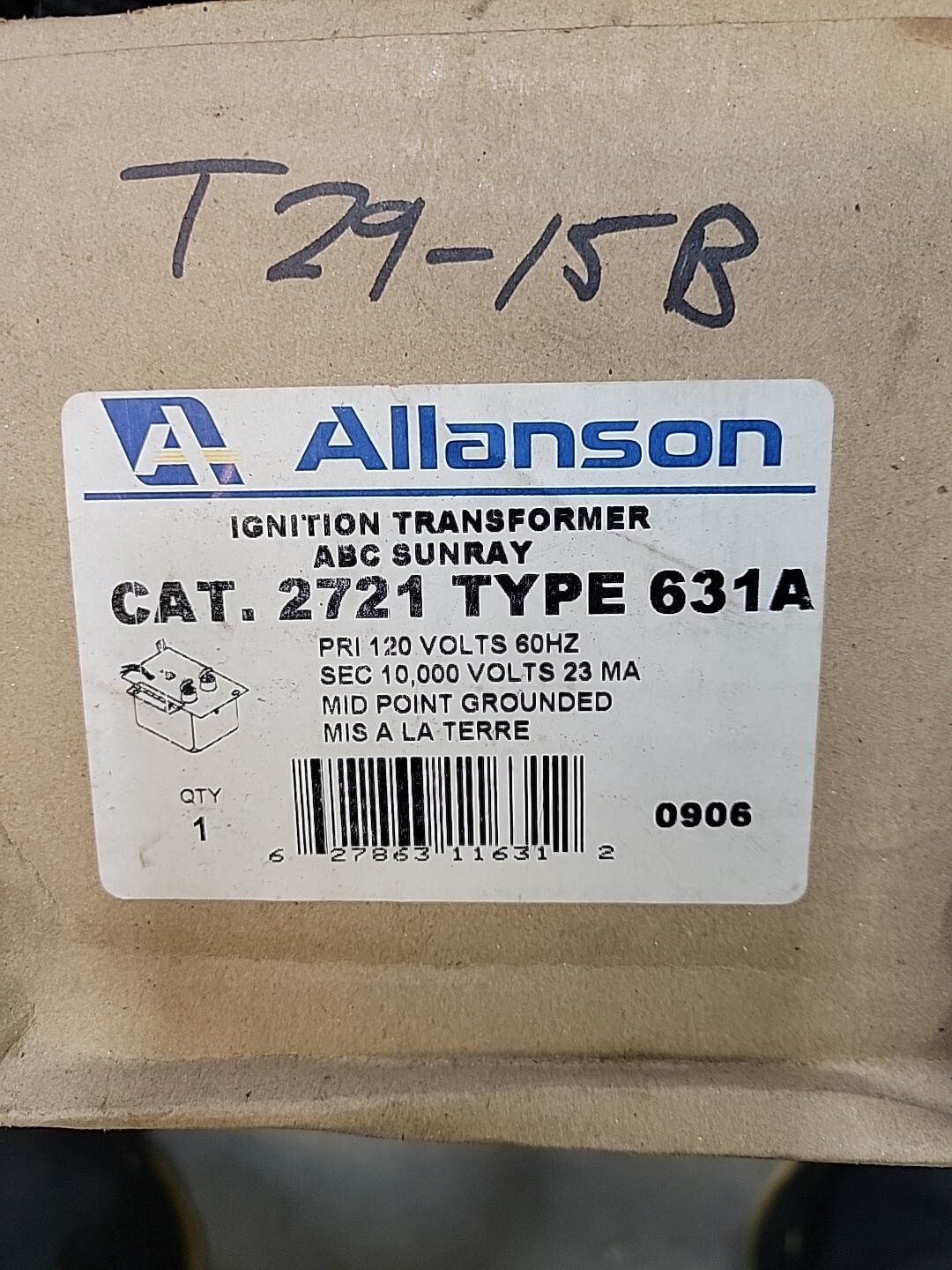 allanson ignition transformer 2721 Abc Sunray | eBay