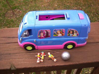 HTF CUTE Polly Pocket '04 Disco Convertible PARTY ROCK 'N ROLL Van Bus ...