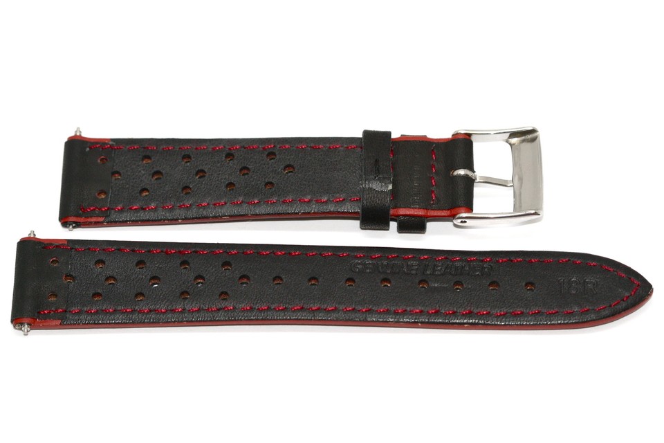TIMEX 18MM BLACK RED PLATINUM SPORT LEATHER WATCH BAND STRAP | eBay
