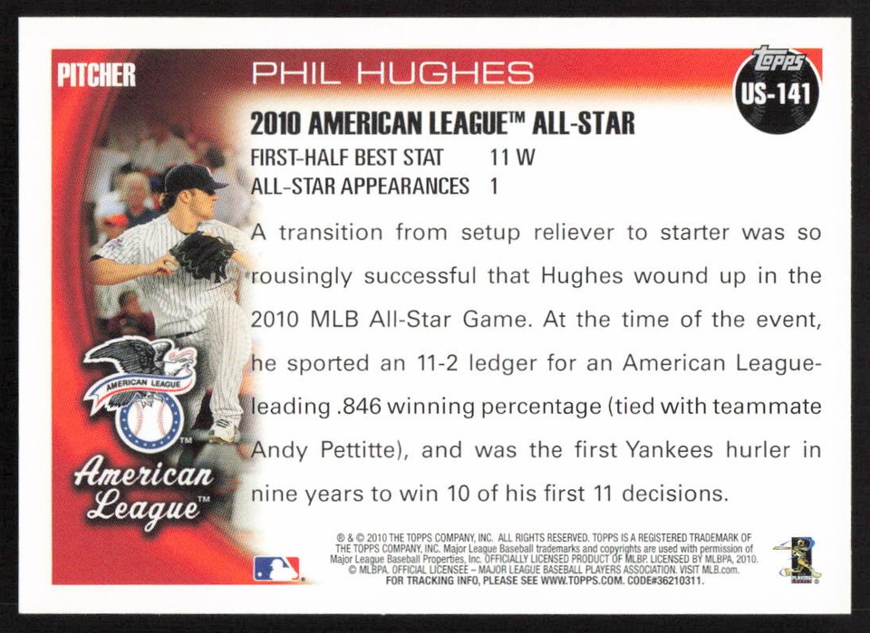 2010 Topps Update #US-141 Phil Hughes New York Yankees | eBay
