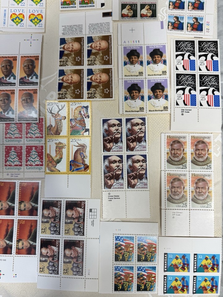 US Postage Stamps $200+High Face Value Airmails,Panes,Plate Blocks,etc ...
