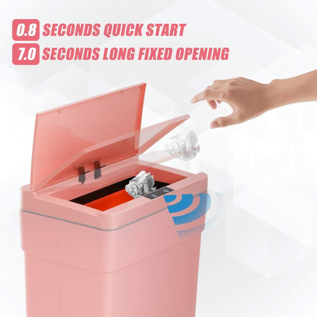 13 Gallon Trash Can Automatic High-Capacity Plastic Touch Free Garbage ...