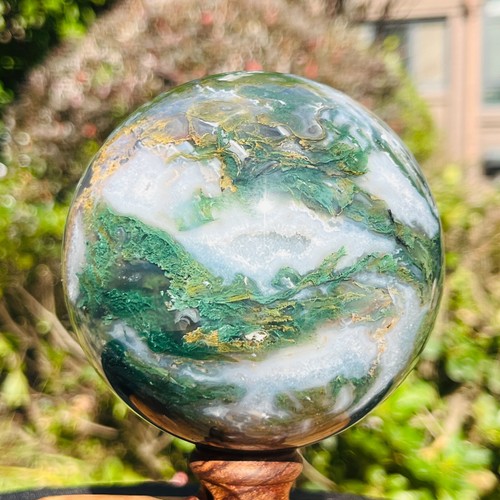 2.57LB Natural Aquatic Plants Agate Crystal Sphere water grass Moss ...