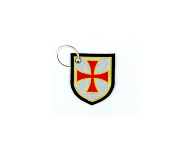 Keychain keyring embroidered patch cross crusader shield templar army ...