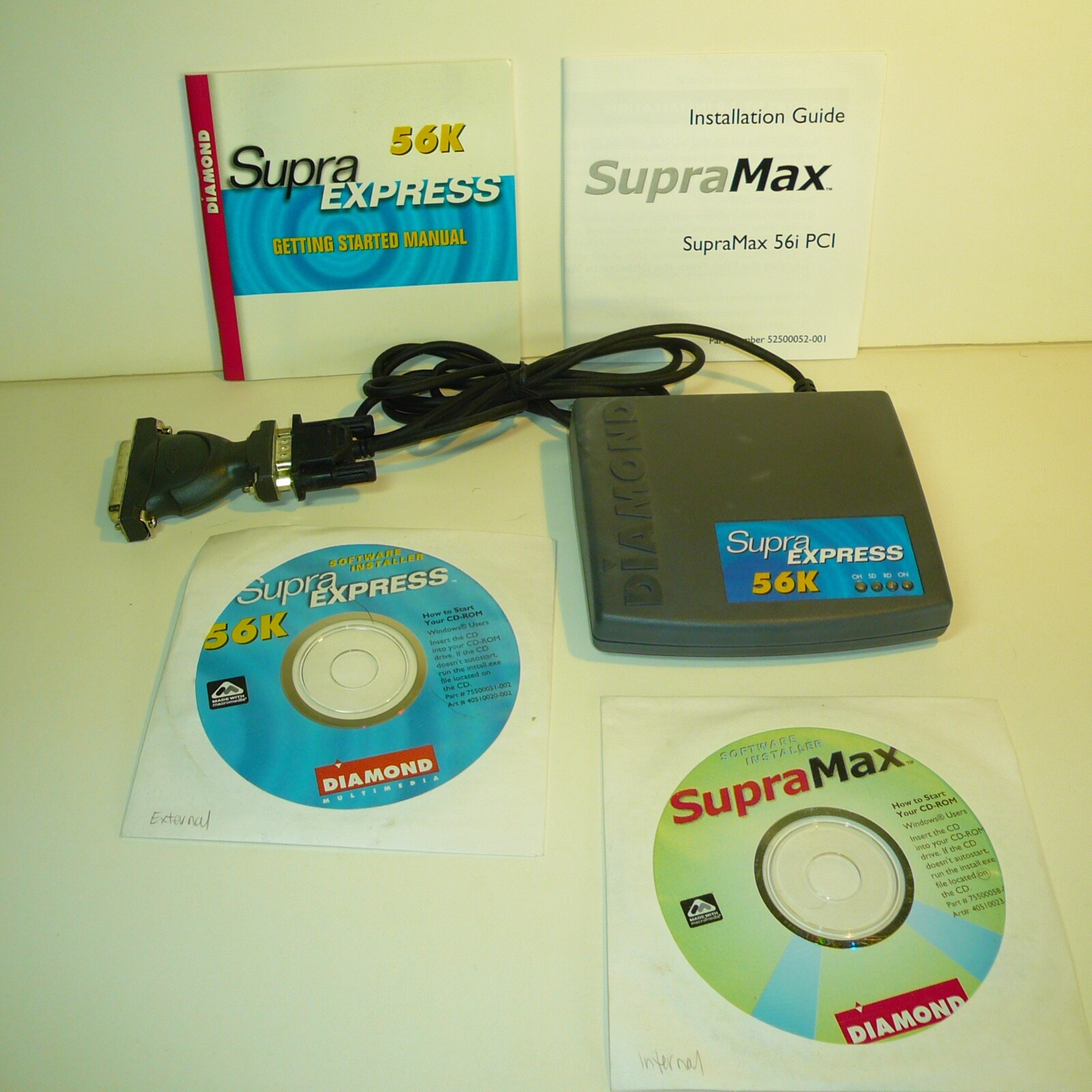Diamond Supra Express 56K modem (untested), Supra Max and Supra Express ...