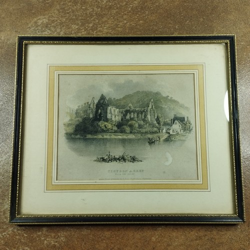 Antique Framed Print or Engraving, Tintern Abbey -From the Ferry ...