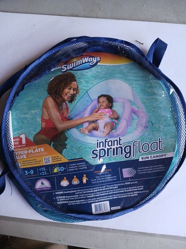 Swimways Infant Baby Pool Spring Float Green w Sun Canopy For 3-9 ...