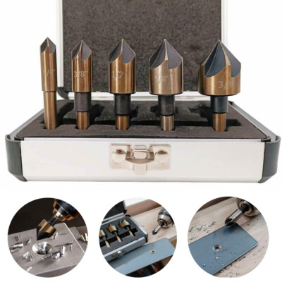 6PC COUNTERSINK TOOL BIT SET COUNTER SINK FOR STEEL METAL WOOD PLASTIC ...