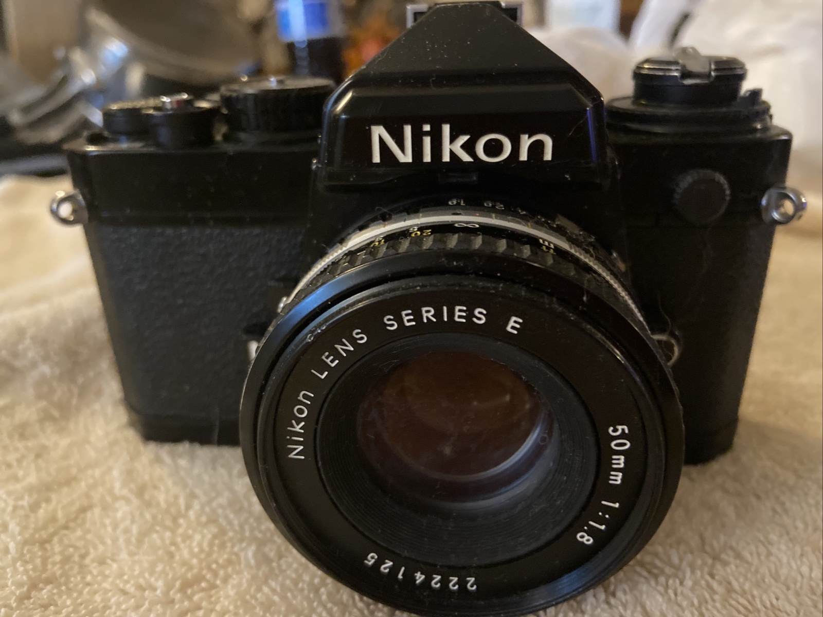 Nikon FE Black Body 35mm Camera with 50mm f1.8 E Lens near mint ...