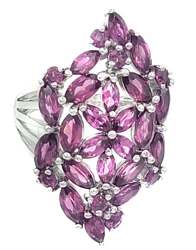 Pretty Purple Raspberry Rhodolite Garnet Gemstone Ring Rhodium Over ...