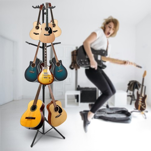 3 Tiers Guitar Stand Foldable Floor Rack Tripod Hanging 9 Guitars ...