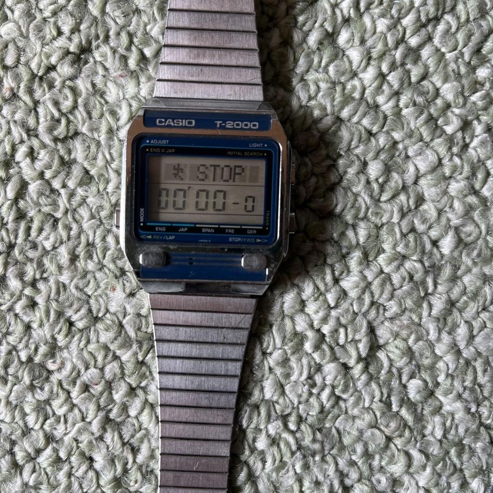 Casio T2000 Digital Watch Vintage Stainless Steel Authentic Band ...