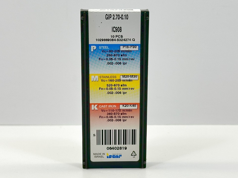 ISCAR GIP 2.70-0.10 New Carbide Inserts 6402819 Grade IC908 10pcs | eBay