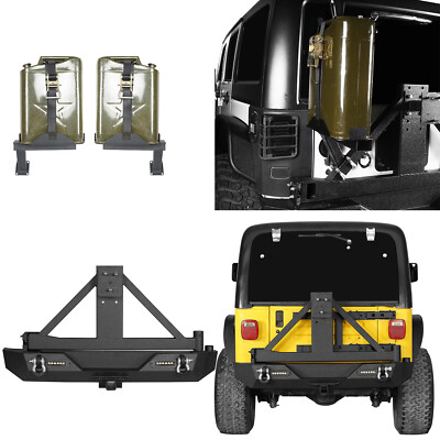 Fit 1987-2006 Jeep Wrangler YJ TJ Rear Bumper + Tire Carrier + Jerry ...