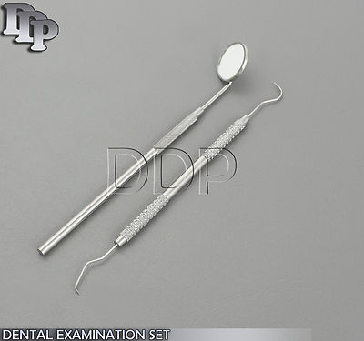 MOUTH MIRROR NO 5 WITH HANDLE AND EXPLORER, DENTAL EXAMINATION SET PR ...
