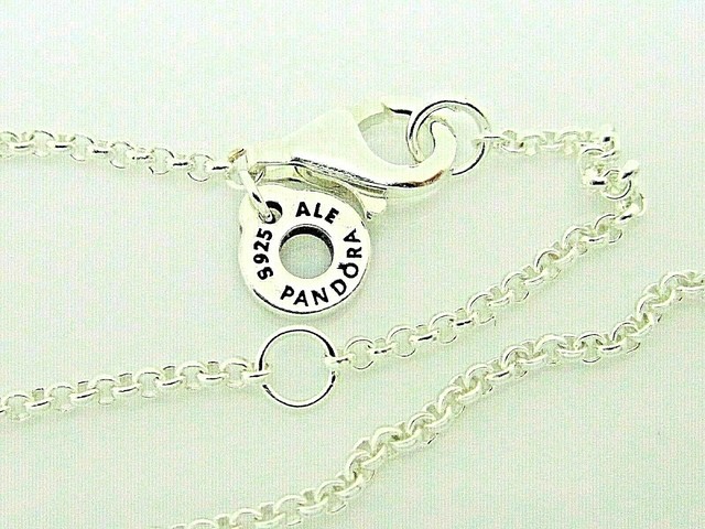 Authentic PANDORA Necklace Pave Snake Chain Pattern Open Heart Icons ...