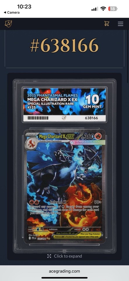 Mega Charizard X Ex – SIR – Phantasmal Flames 125/094 ACE 10 perfect ...