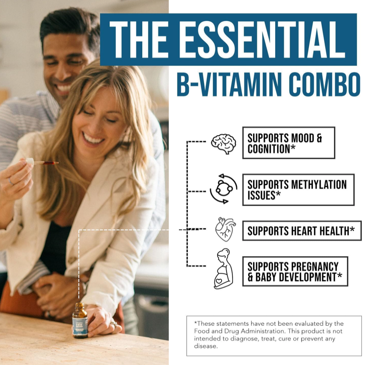 Organic Methyl Folate 1000mcg B12 Sublingual Liquid Berry Flavor 300 ...