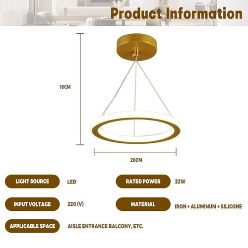 Round Hanging Chandelier LED Ceiling Light Modern Living Room Kitchen ...