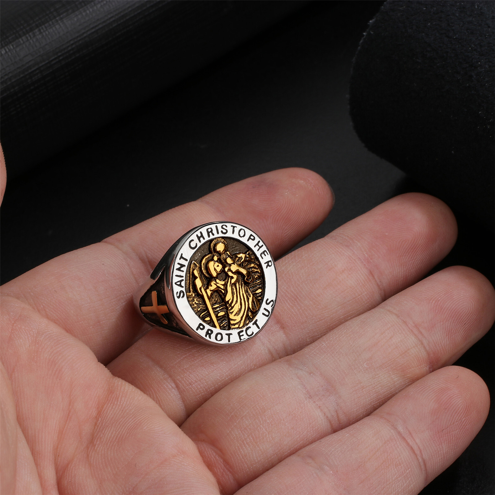 Saint Christopher Protect US St Christopher Ring For Men Stainless ...