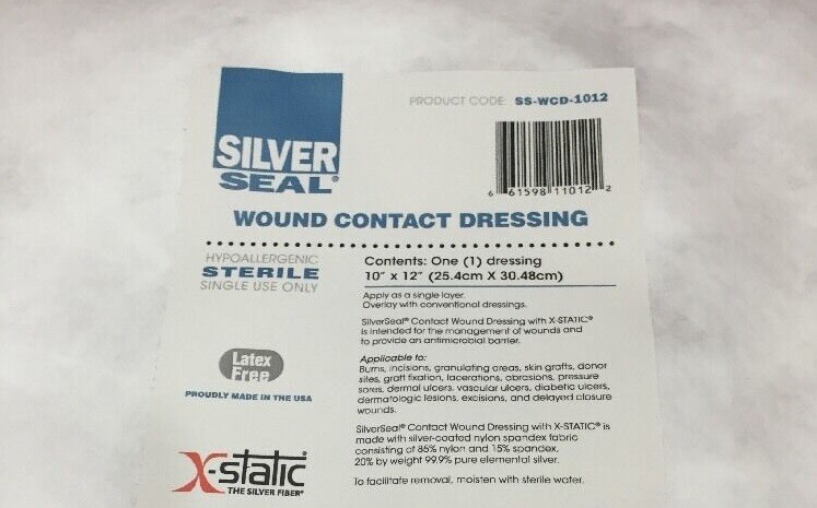 NEW Silverlon Antimicrobial Silver Wound Contact Dressing 10" X 12" Pak ...