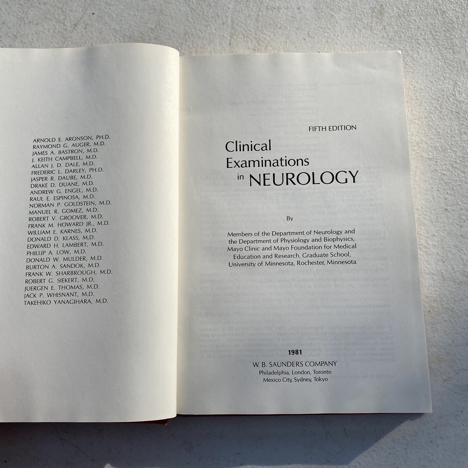 Clinical Examinations in Neurology - Hardcover - Mayo Clinic 5th Edition 1981 | eBay