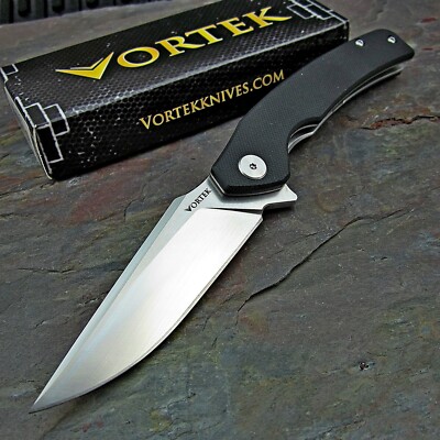 VORTEK DAPPER Black G10 Ball Bearing Flipper Blade EDC Fast Folding Pocket Knife | eBay