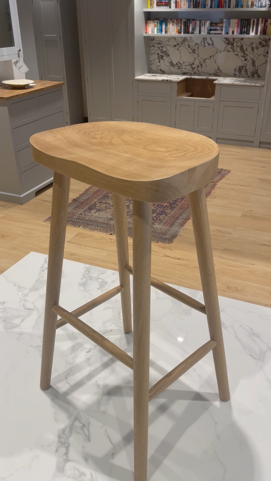 Solid Oak Kitchen Stool with Natural Finish | eBay UK