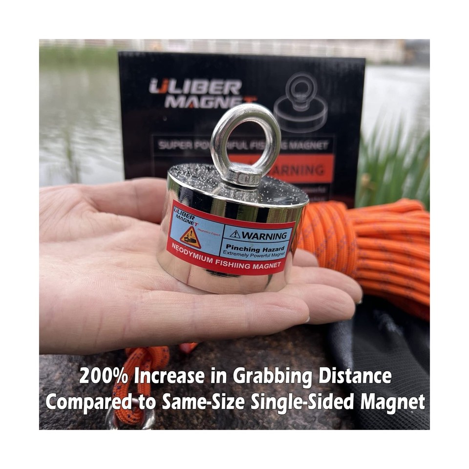 ULIBERMAGNET Fishing Magnet Kit, 1000lbs Strong Large Neodymium Fishing ...