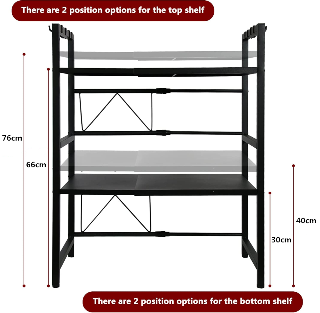 3-Tier Expandable Microwave Oven Rack Shelf Kitchen Countertop ...