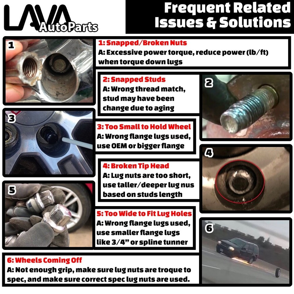 20x Black 9/16-18 Spline Spike Lug Nuts Fit Dodge Dakota Durango ...